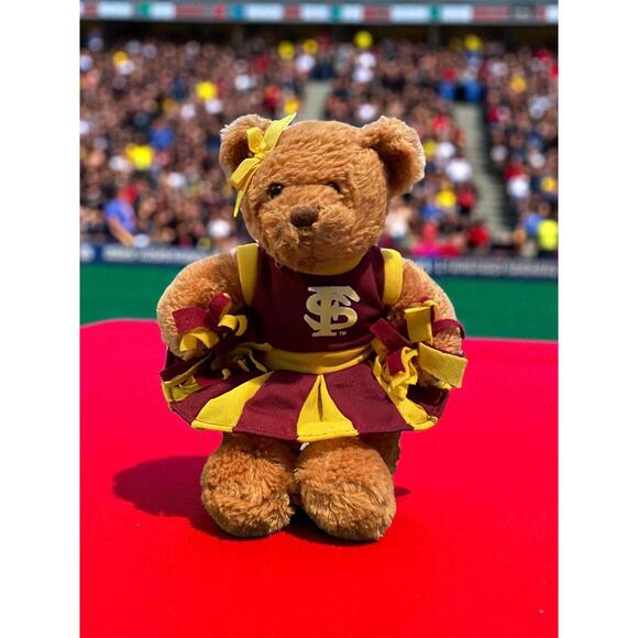 Other | Plushland Fsu Cheerleader Bean Bag Bear Logo Pom Pom College ...